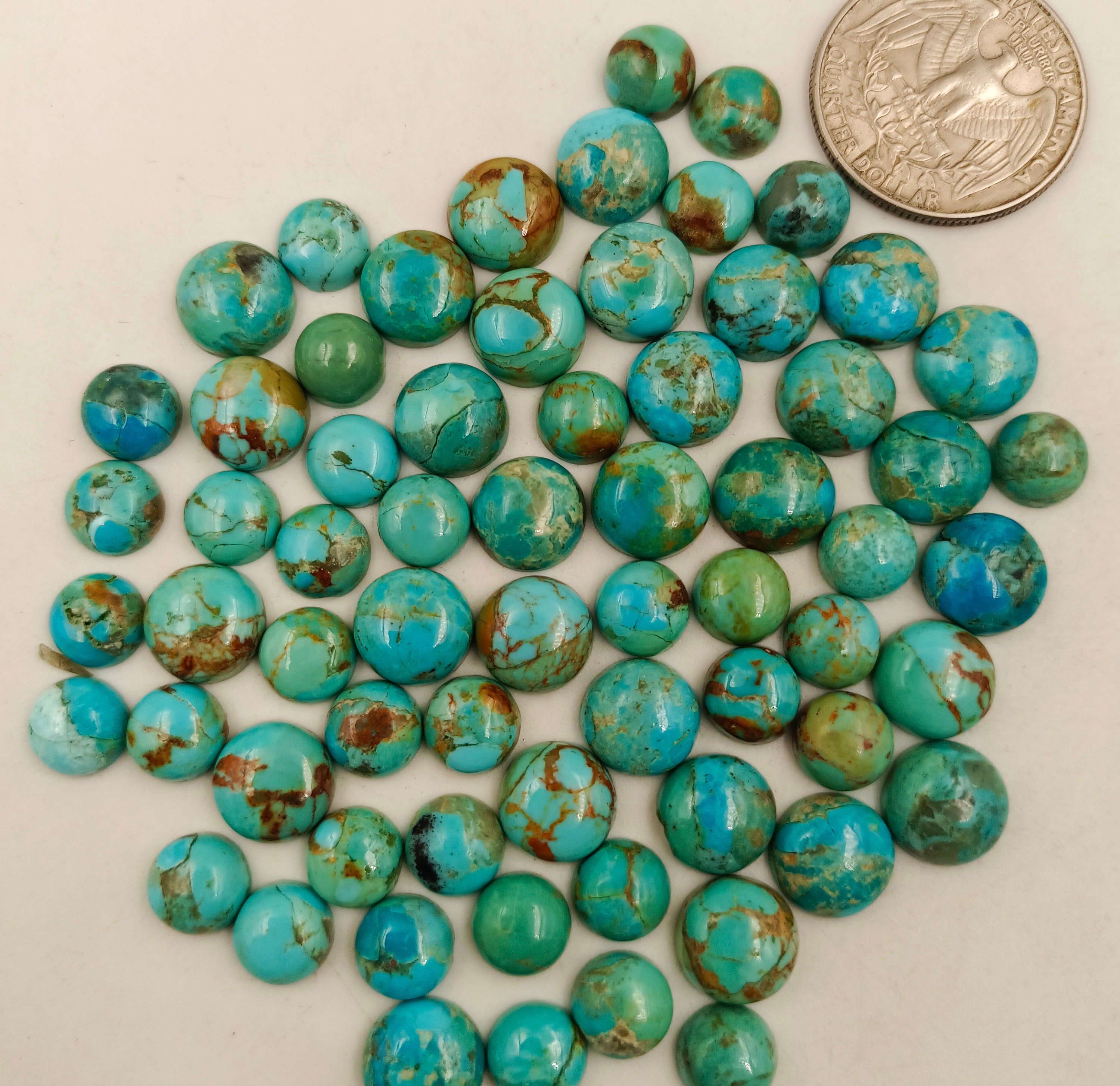10 Pieces Blue Mohave Turquoise Round Shape Loose Smooth Polished ...