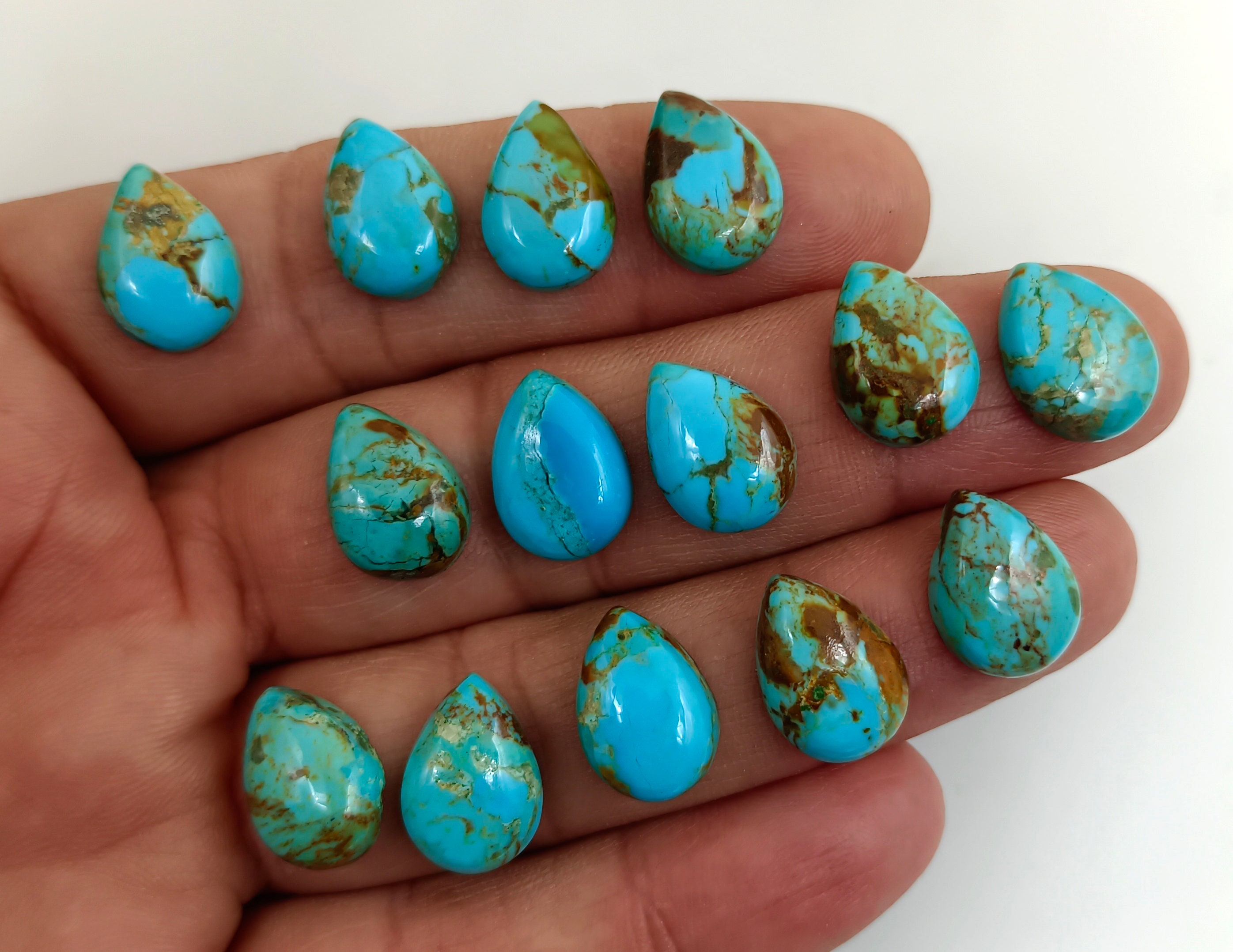 10 Pieces Blue Mohave Turquoise Teardrop Shape Loose Smooth Polished ...