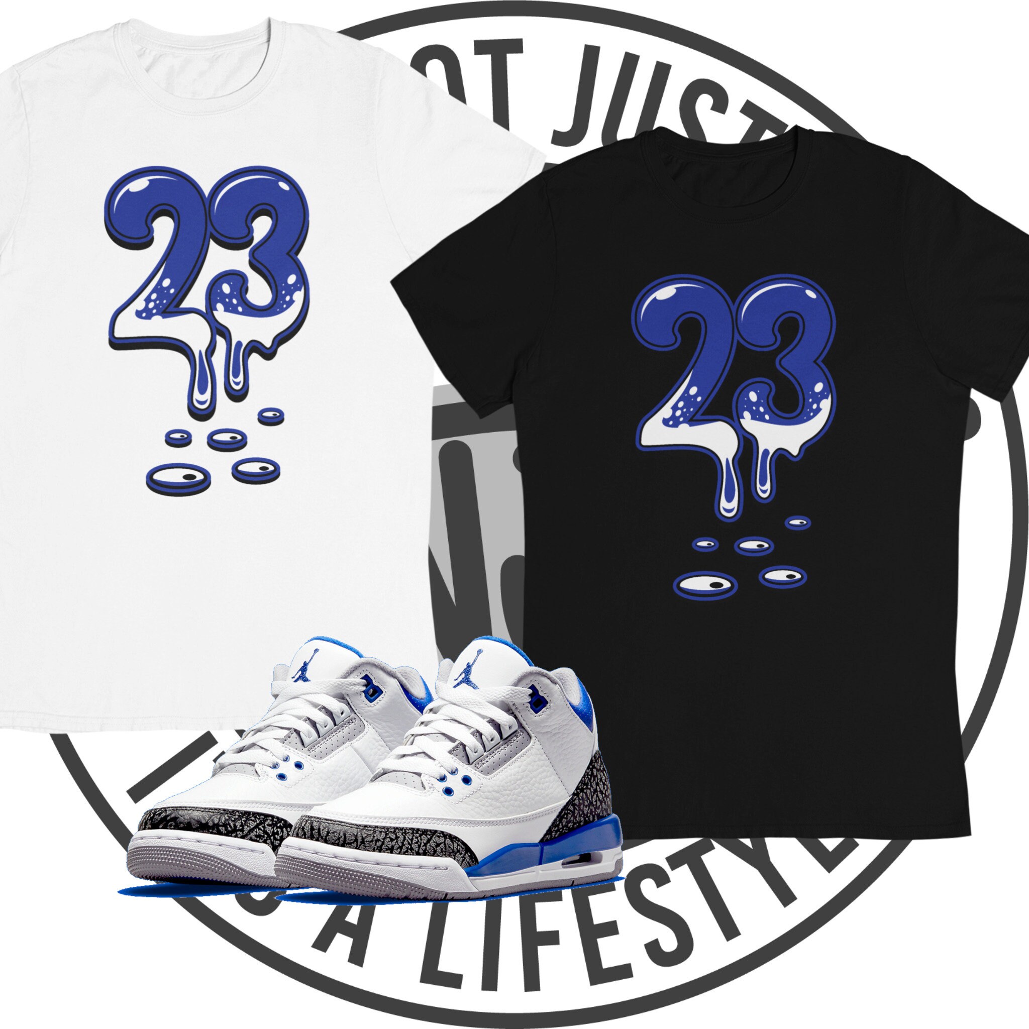 Jordan 3 Racer Blue 23. Drip Sneaker Matching T Shirt | Etsy