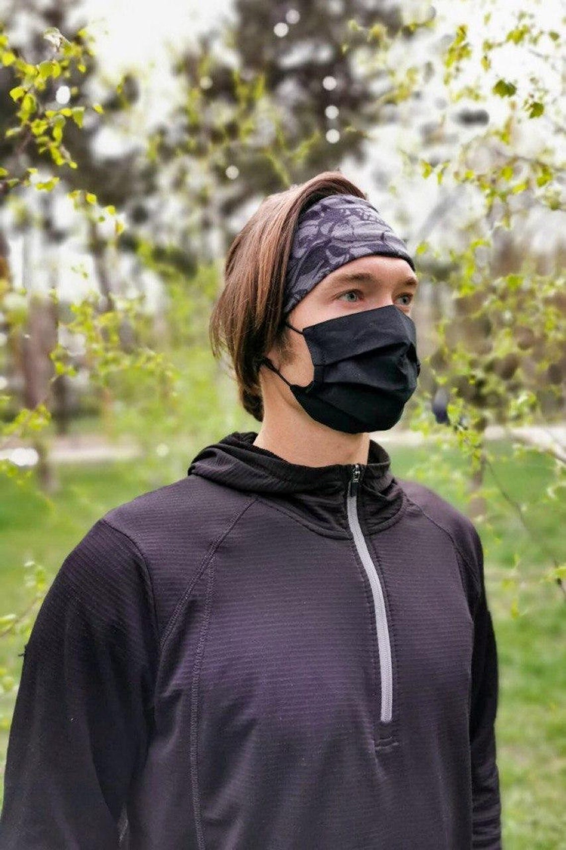 Black cotton cloth face mask adult Washable breathable | Etsy