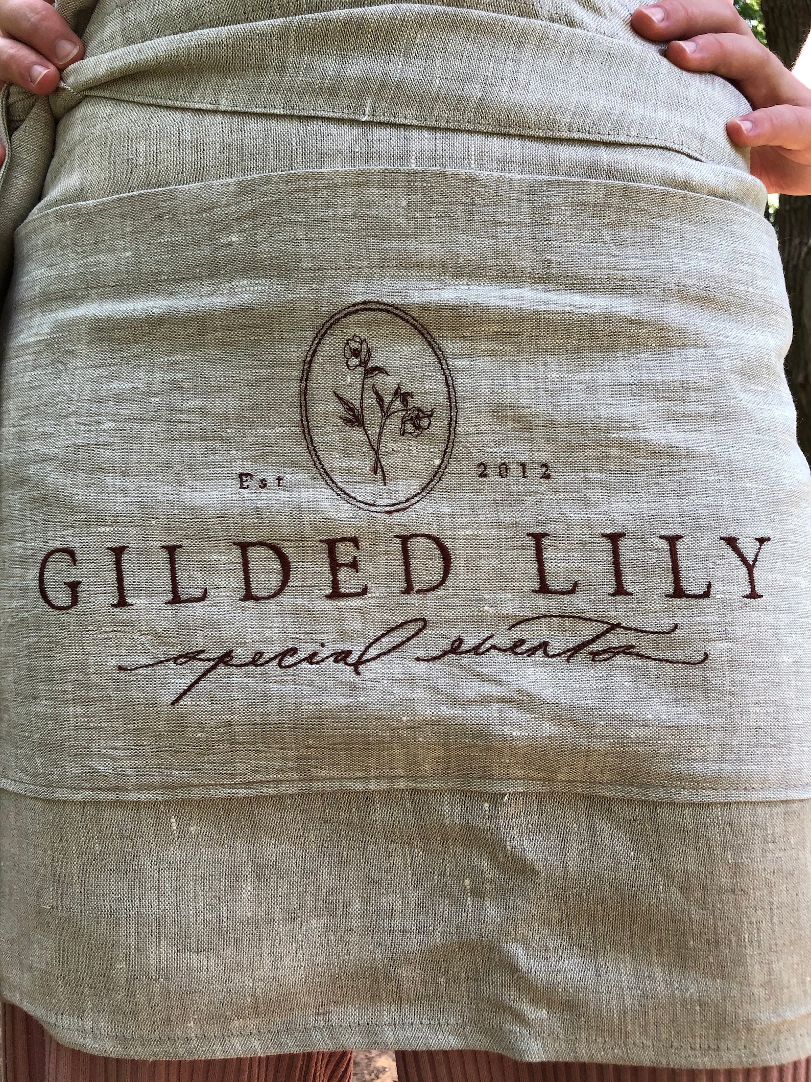 Logo Embroidery Linen Half Apron With Pocket for Women Men | Etsy