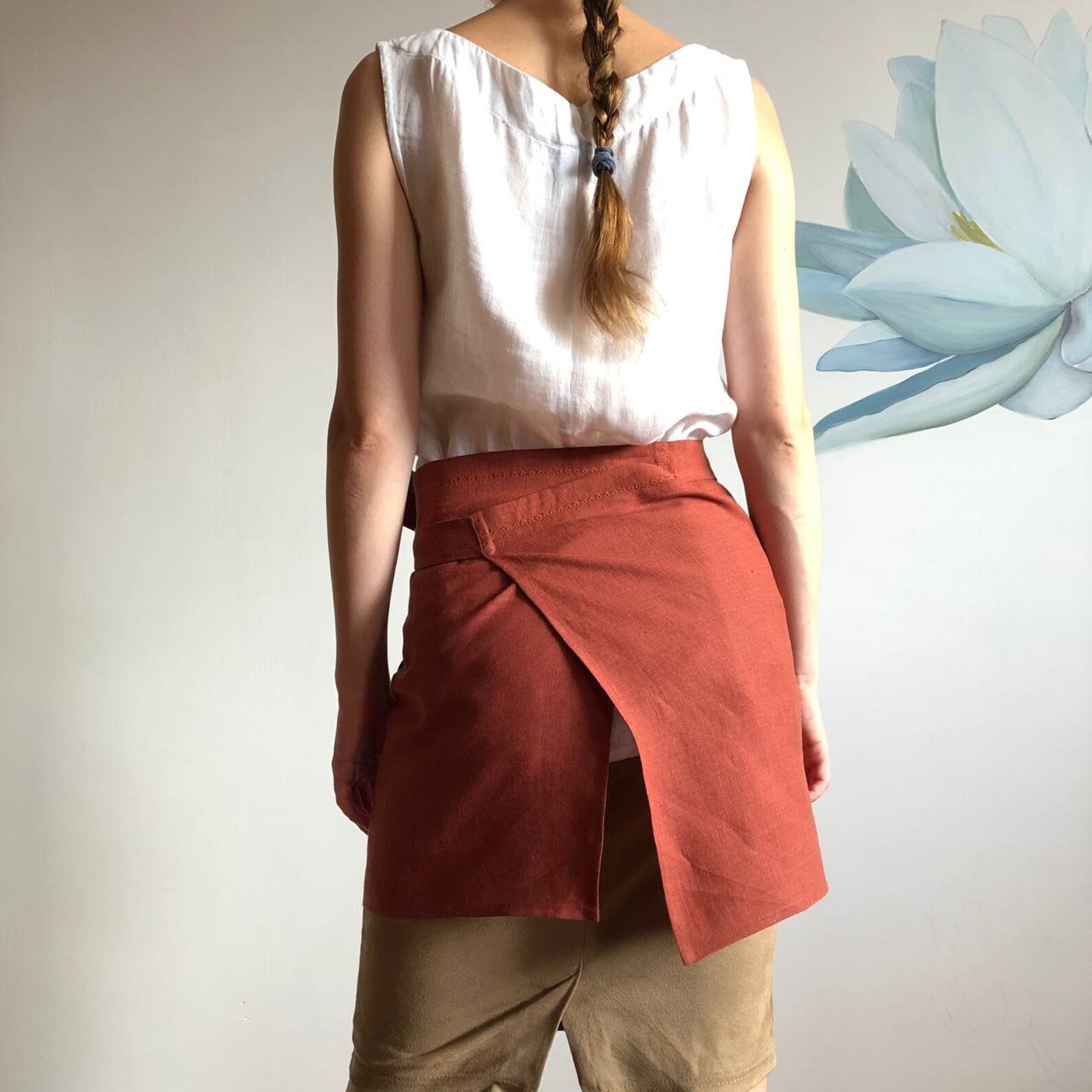 Terracotta Linen Half Apron W/ Pocket Plus Size Men Women - Etsy