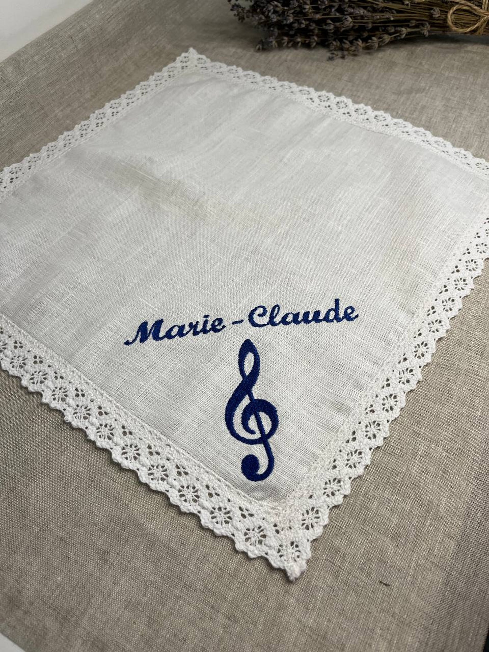 Personalised Linen Hankie Custom Embroidery Vintage Lace - Etsy