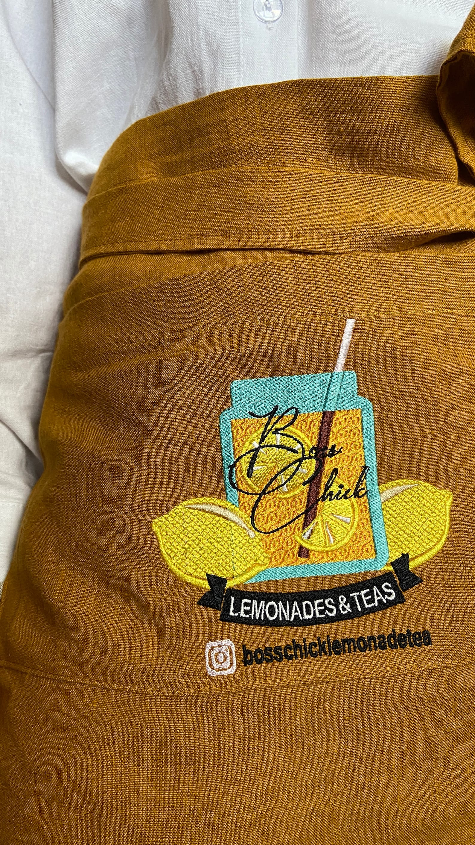 Logo Embroidery Linen Half Apron With Pocket for Women Men | Etsy