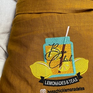 Logo Embroidery Linen Half Apron With Pocket for Women Men Christmas ...