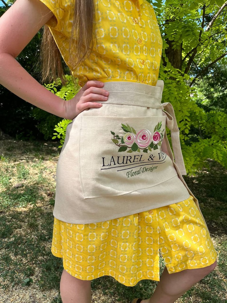Personalized Linen Half Apron With Pocket for Women Gift - Etsy