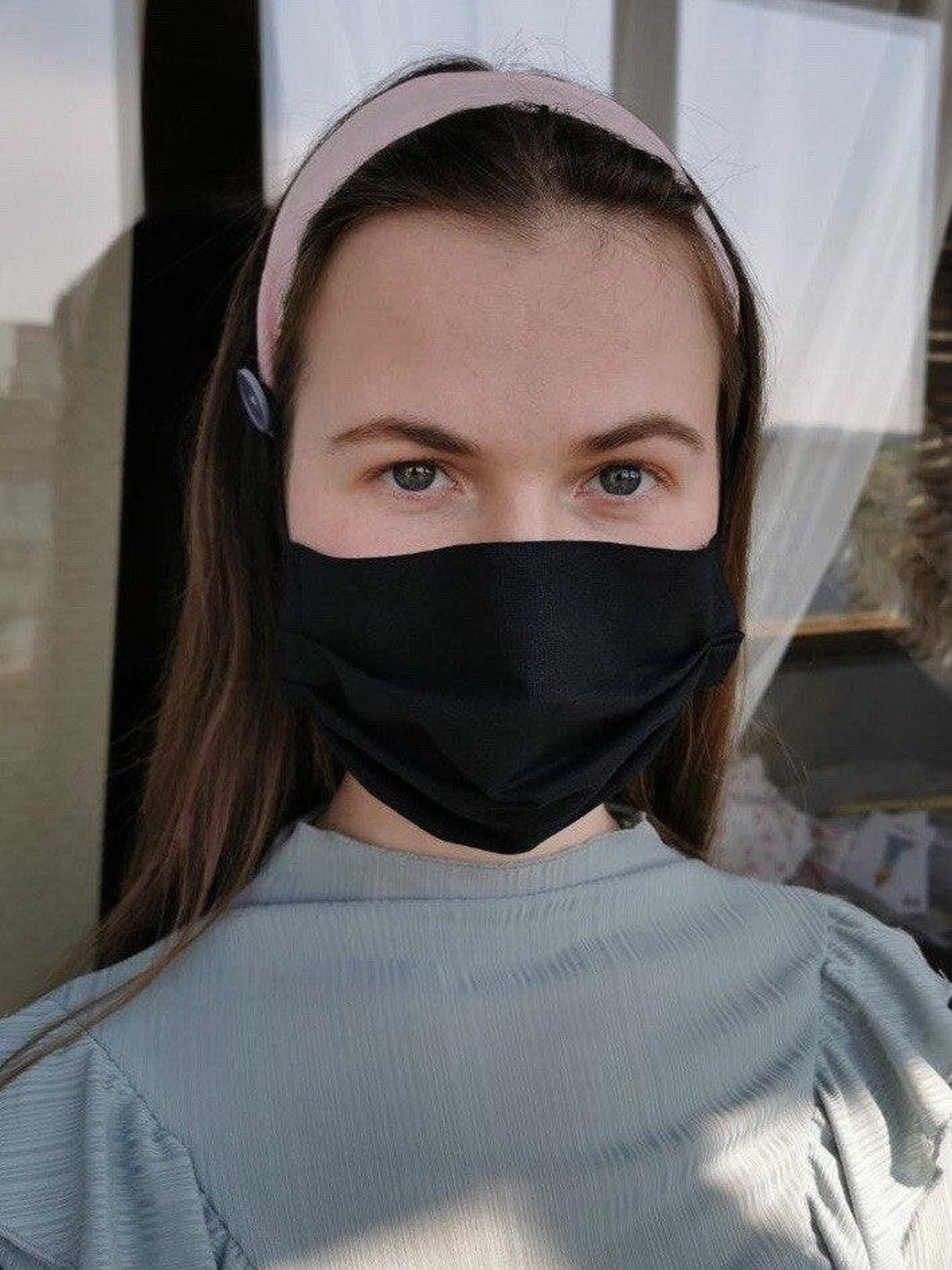 Cloth Full Face Mask Fashion Black Washable Reusable Face Mask Etsy