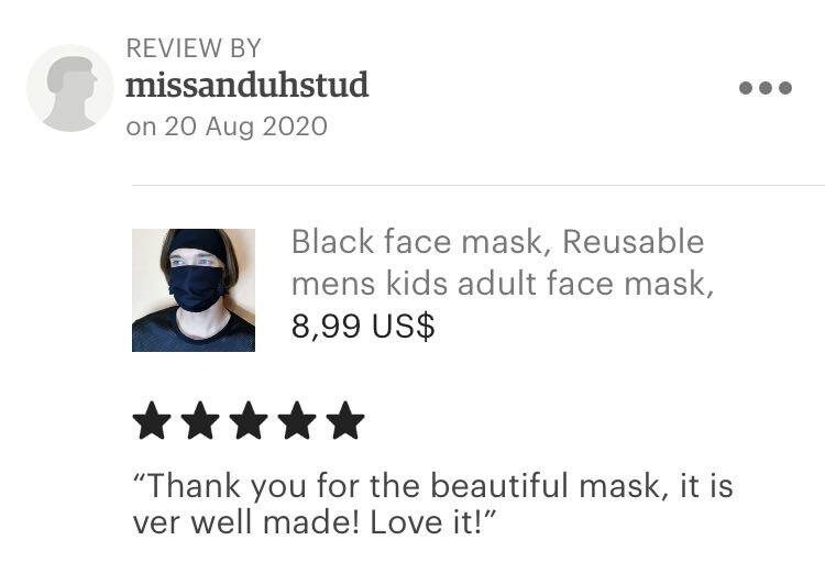 Black cotton cloth face mask adult Washable breathable | Etsy