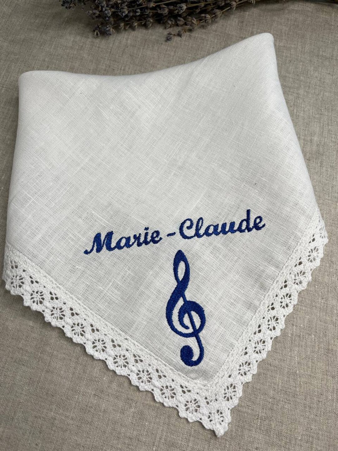 Personalised Linen Hankie Custom Embroidery, Vintage Lace Handkerchief ...