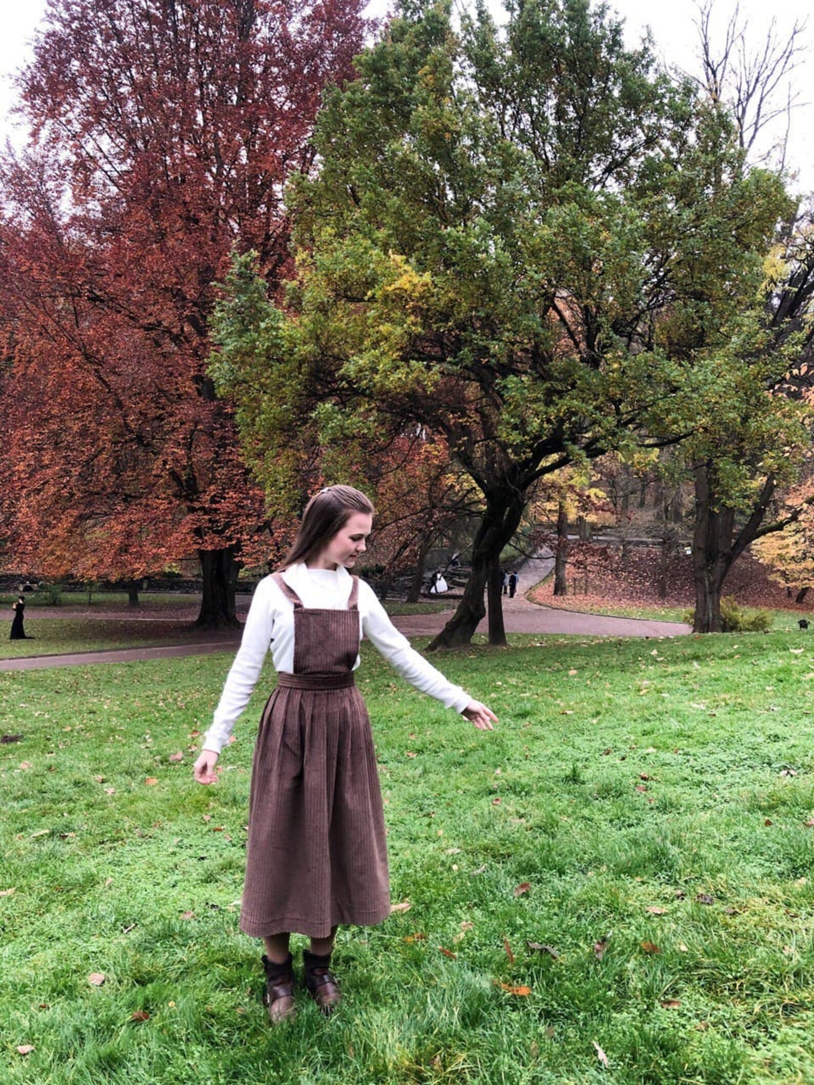 Brown Pinafore Apron Dress Pleated Midi Skirt Corduroy | Etsy