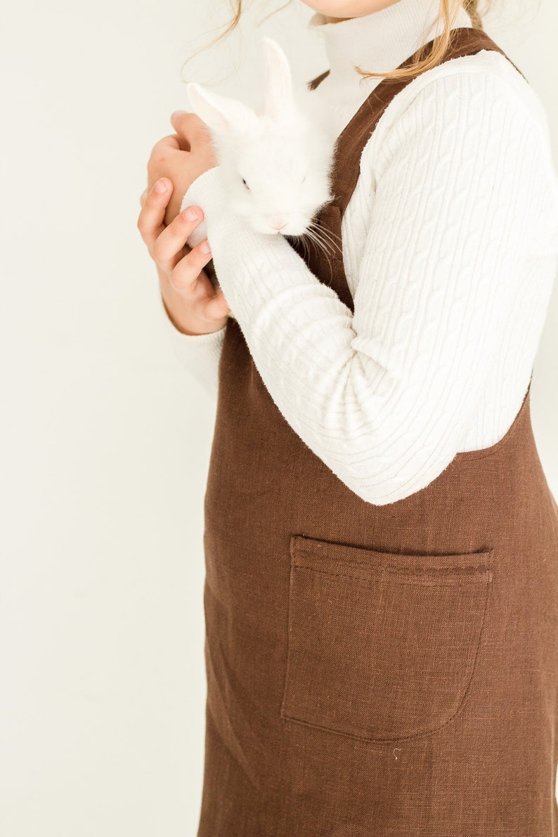 Kids Linen Cross Back Apron With Pockets for Boys and Girls ...