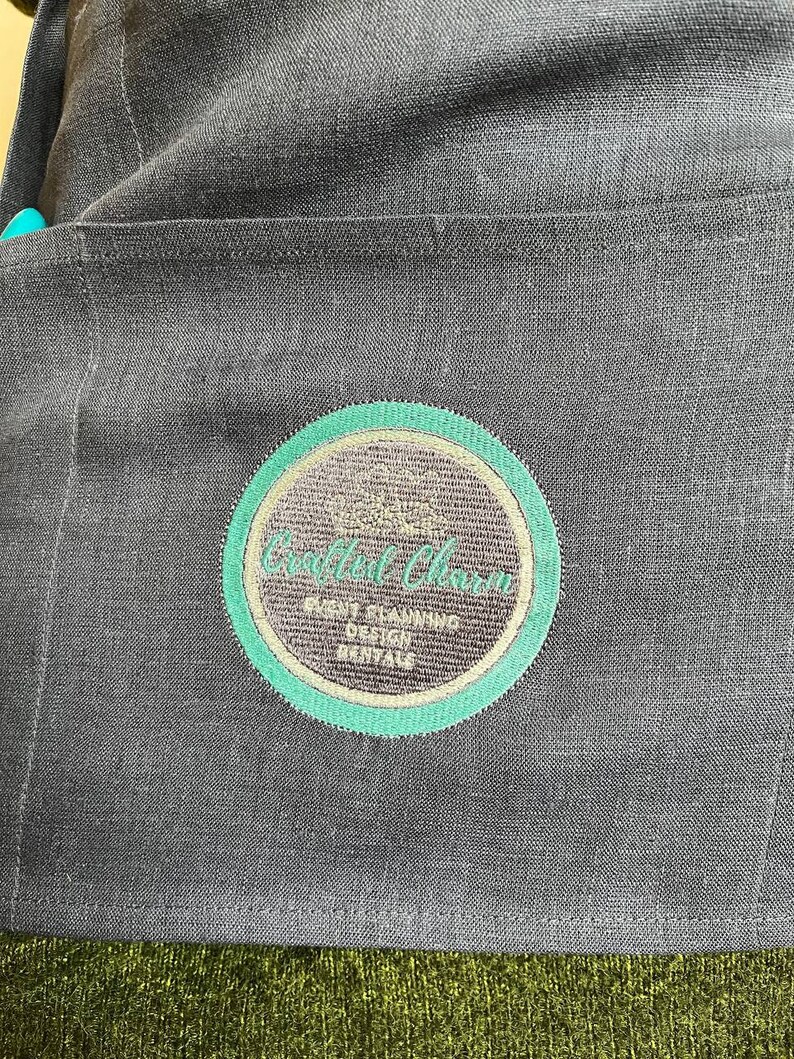 Logo Embroidery Linen Half Apron With 6 Pockets for Women - Etsy