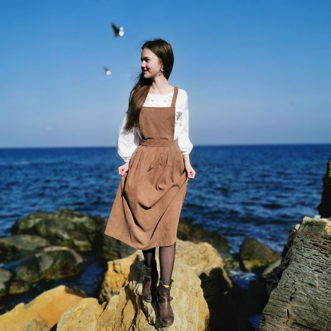 Cottagecore Overall Dress Women, Corduroy Pinafore Dresses Women Plus ...