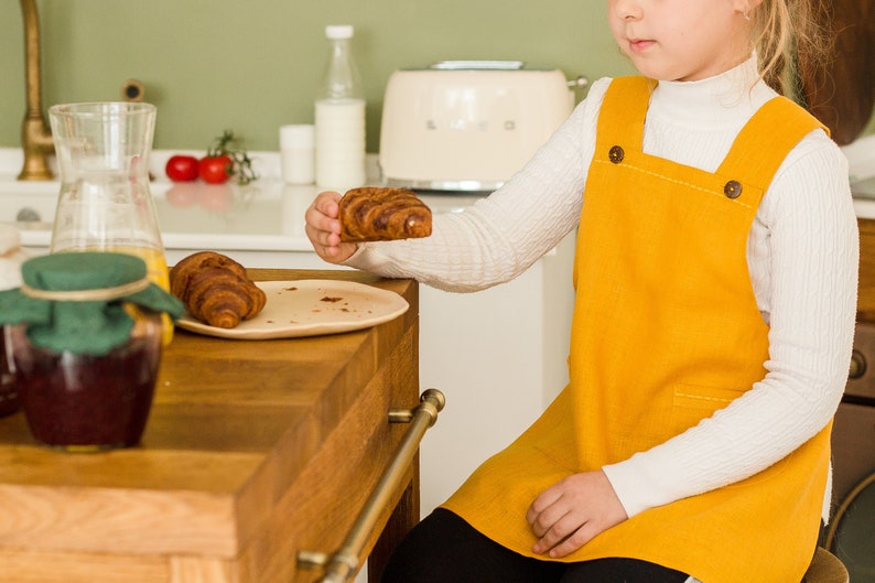 Kids Linen Cross Back Apron With Pockets for Boys and Girls ...