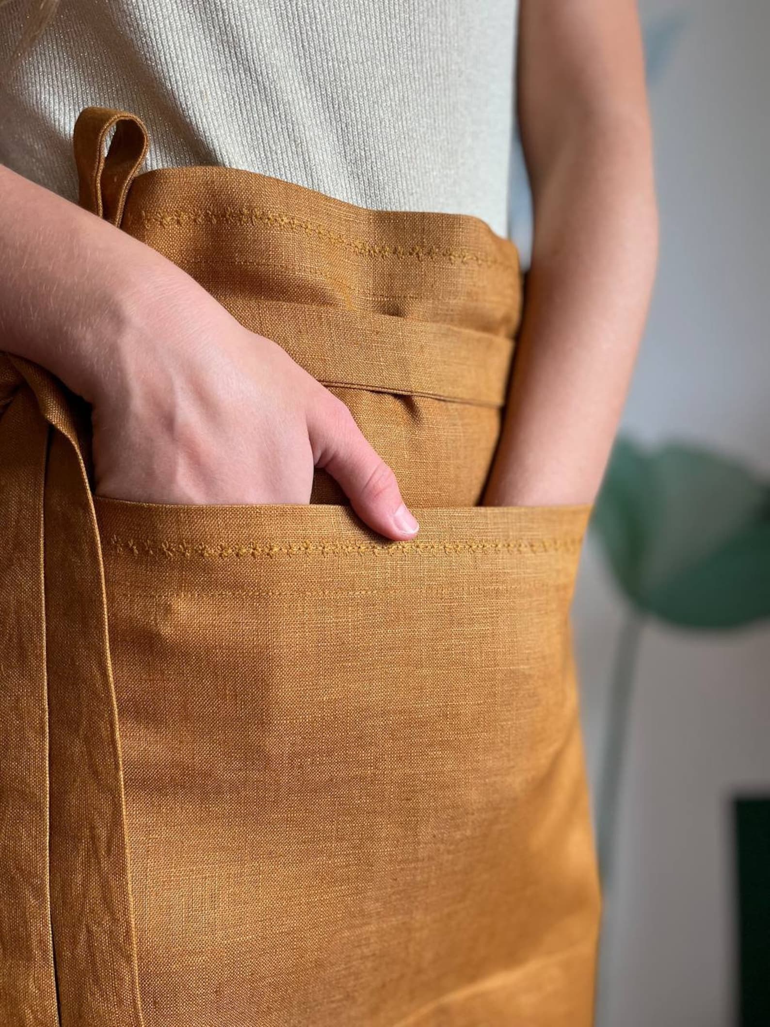 Linen Long Half Apron With Pocket for Women Men Thanksgiving - Etsy