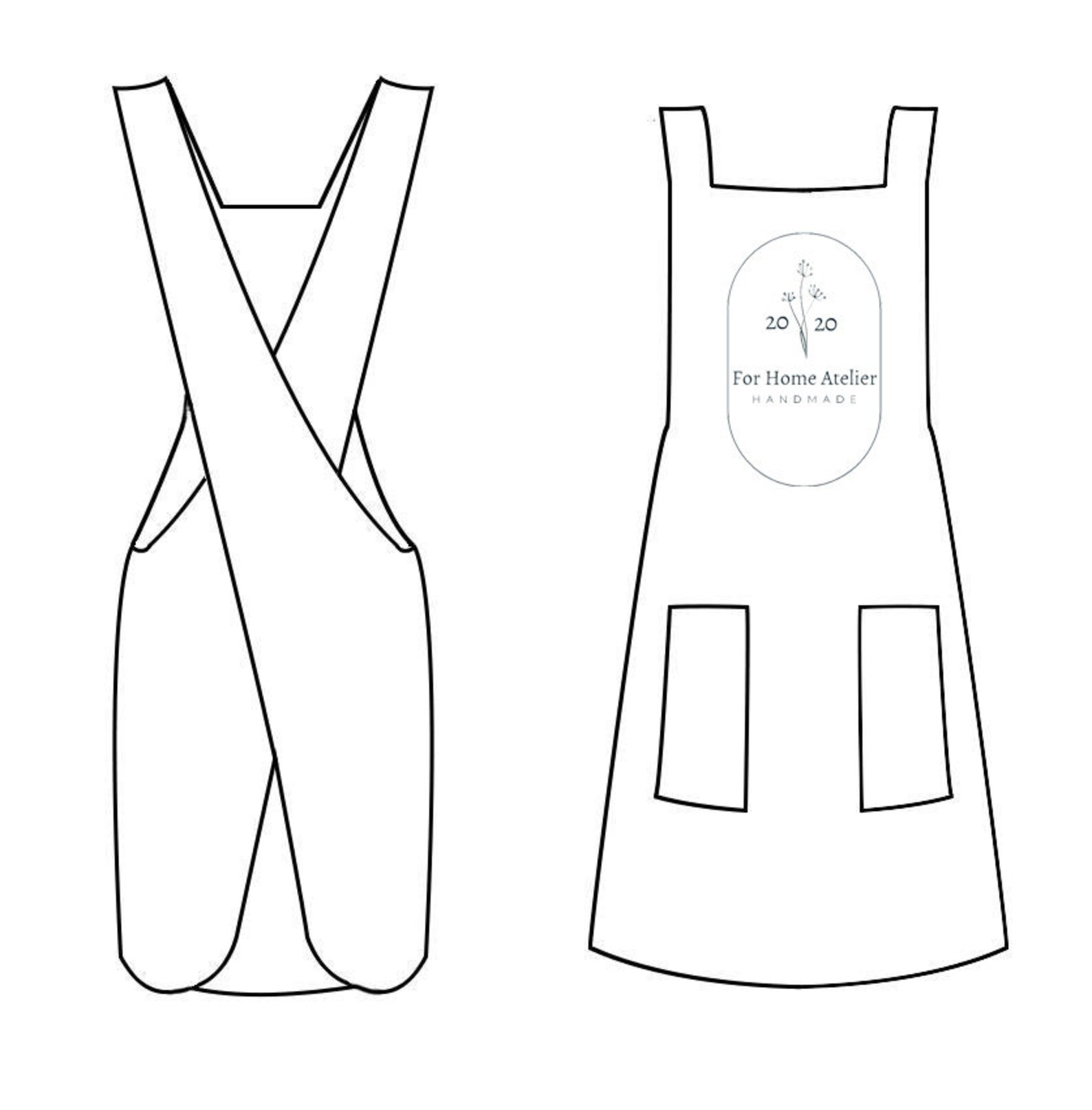 2 Japanese Apron Patterns for Women Men Kids Cross Back Apron | Etsy