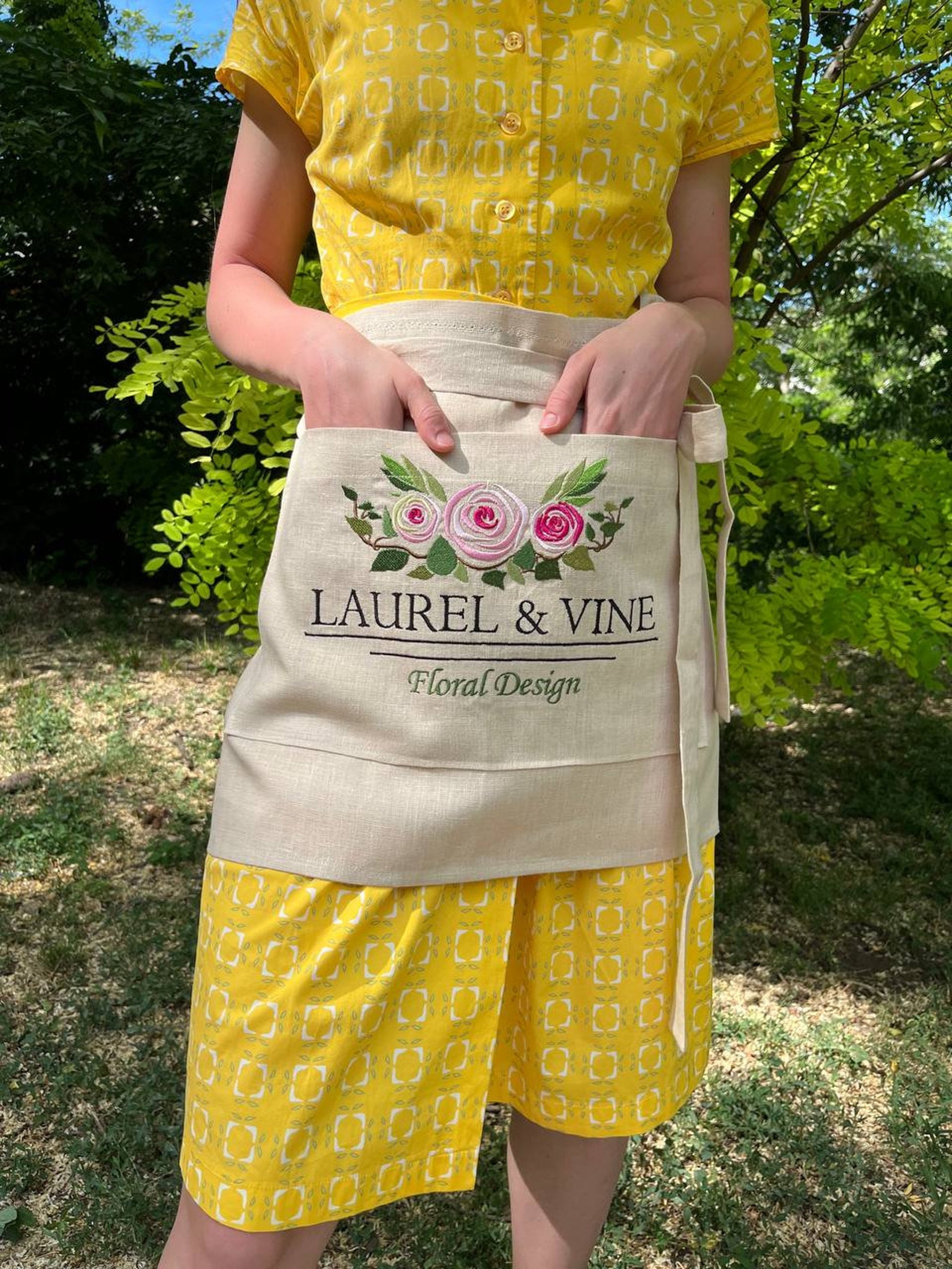 Personalized Linen Half Apron With Pocket for Women Gift - Etsy
