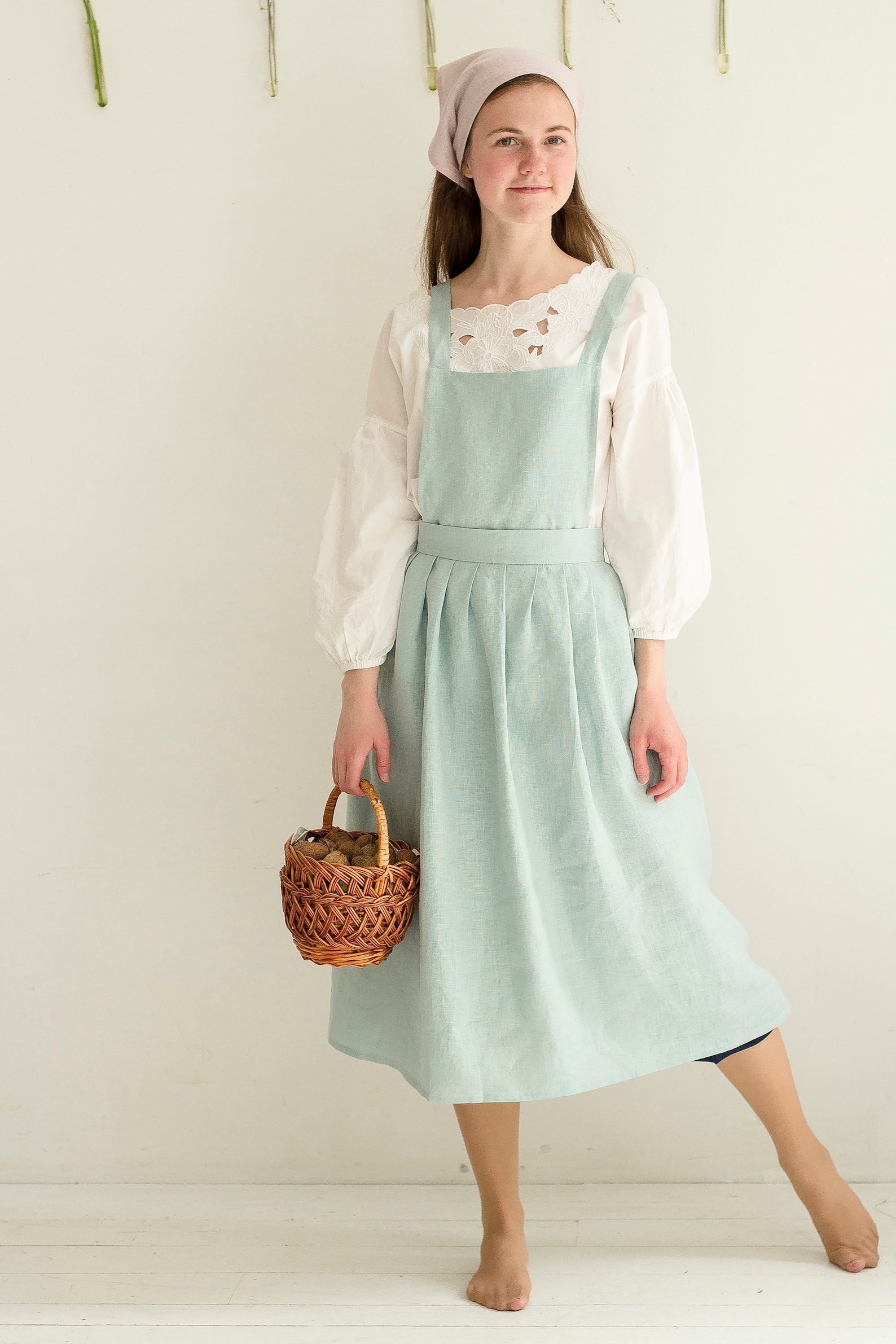 Linen Pinafore Apron Dress Half Apron Skirt Cottagecore | Etsy