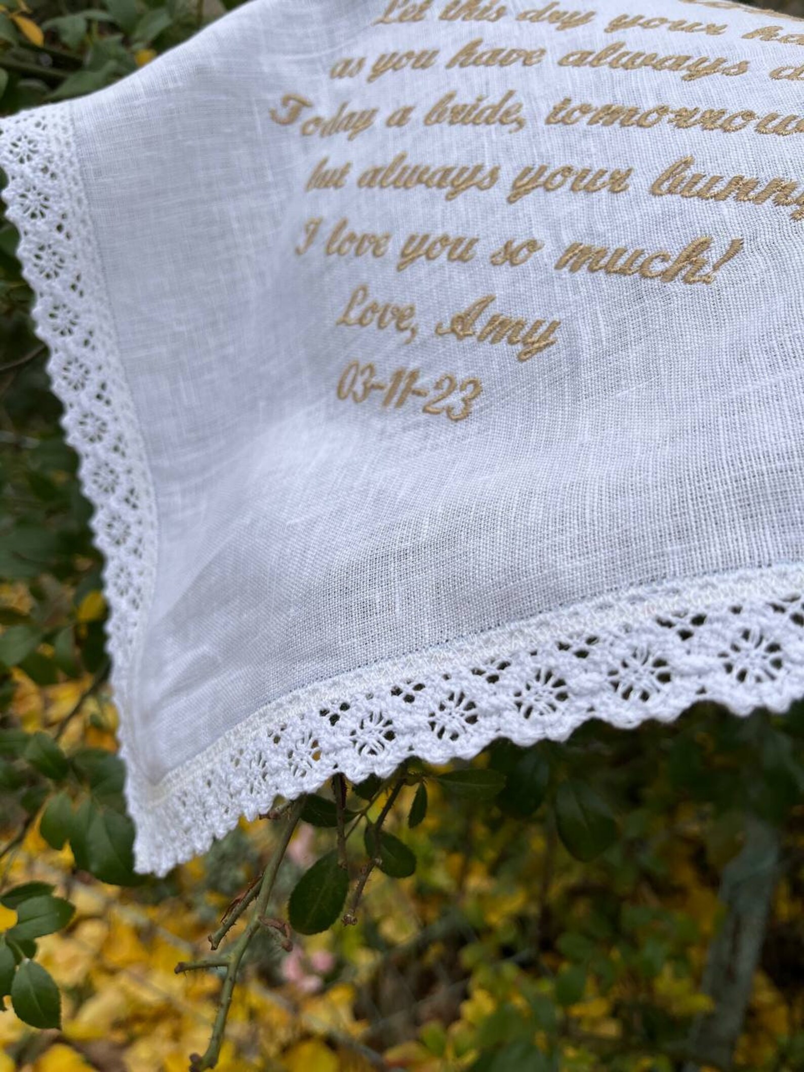 Personalised Linen Hankie Custom Embroidery Vintage Lace - Etsy