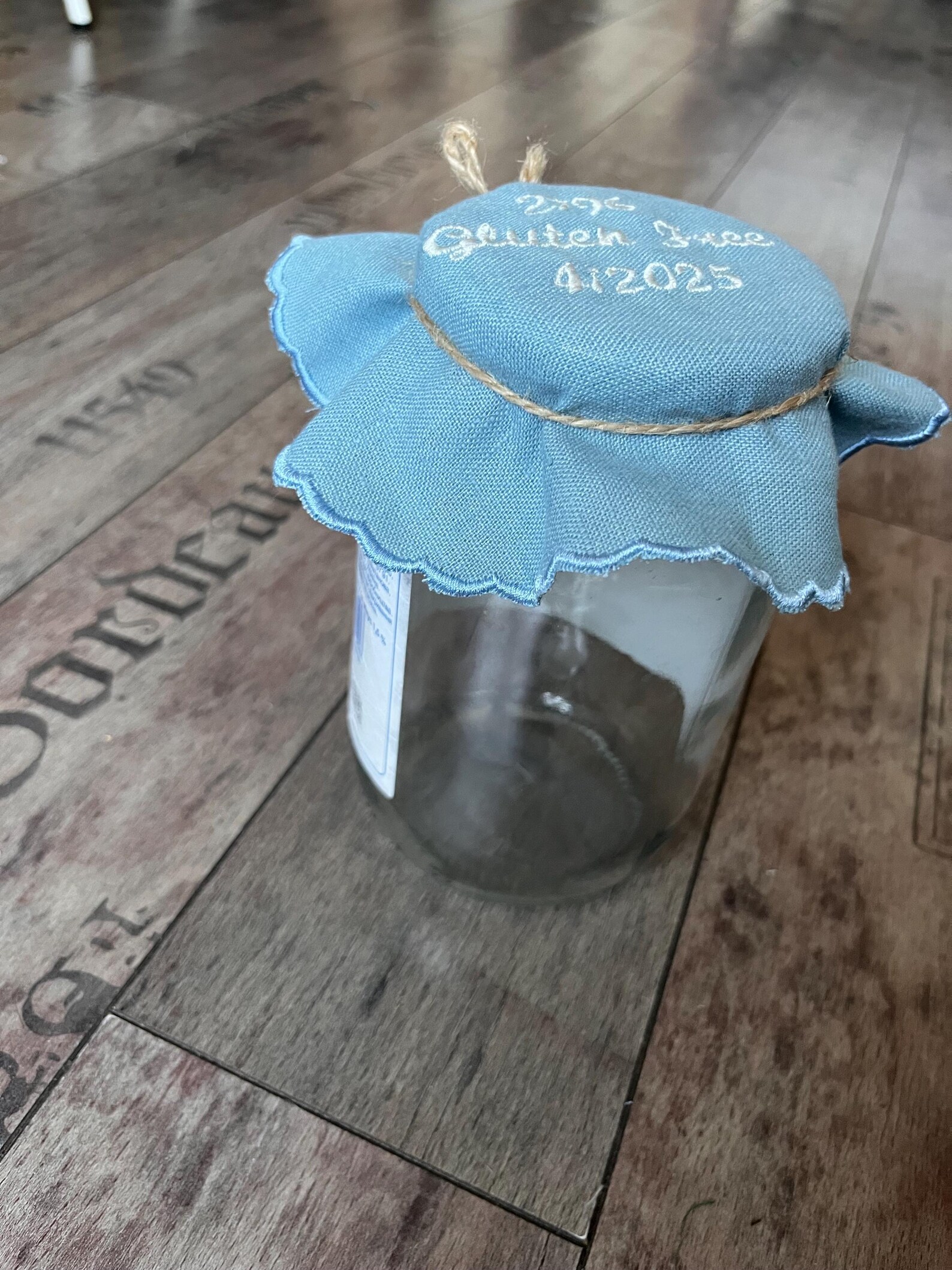 Embroidered Linen Jam Jar Lid Covers Logo Name Image, Personalized ...