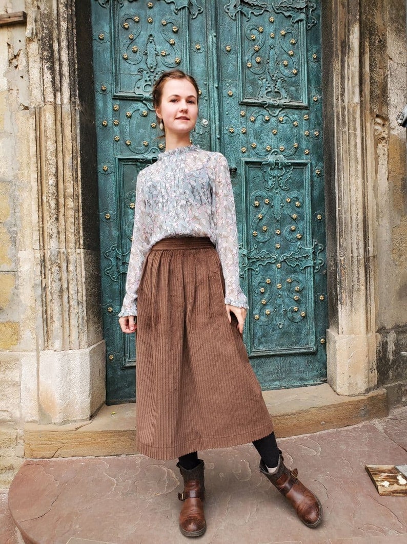 Brown Pinafore Apron Dress Pleated Midi Skirt Corduroy - Etsy