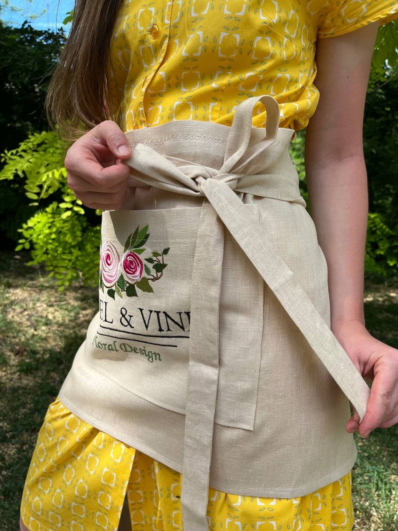 Personalized Linen Half Apron With Pocket for Women Gift - Etsy