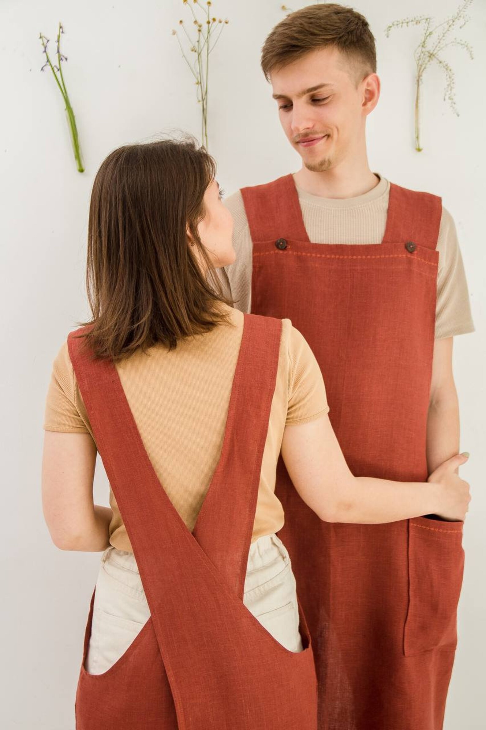 Linen Cross Back Apron XL-5XL Ready to Ship USA Green Blue - Etsy