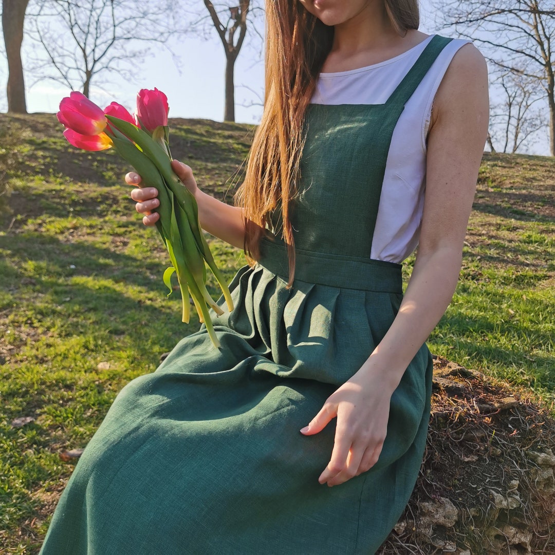 Linen Overalls Dress for Women Cottagecore Clothing Plus Size - Etsy
