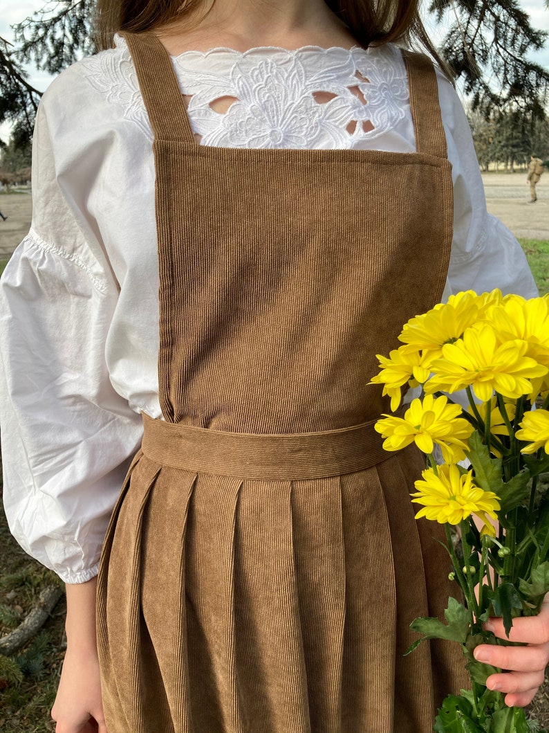 Cottagecore Overall Dress Women Corduroy Pinafore Dresses | Etsy