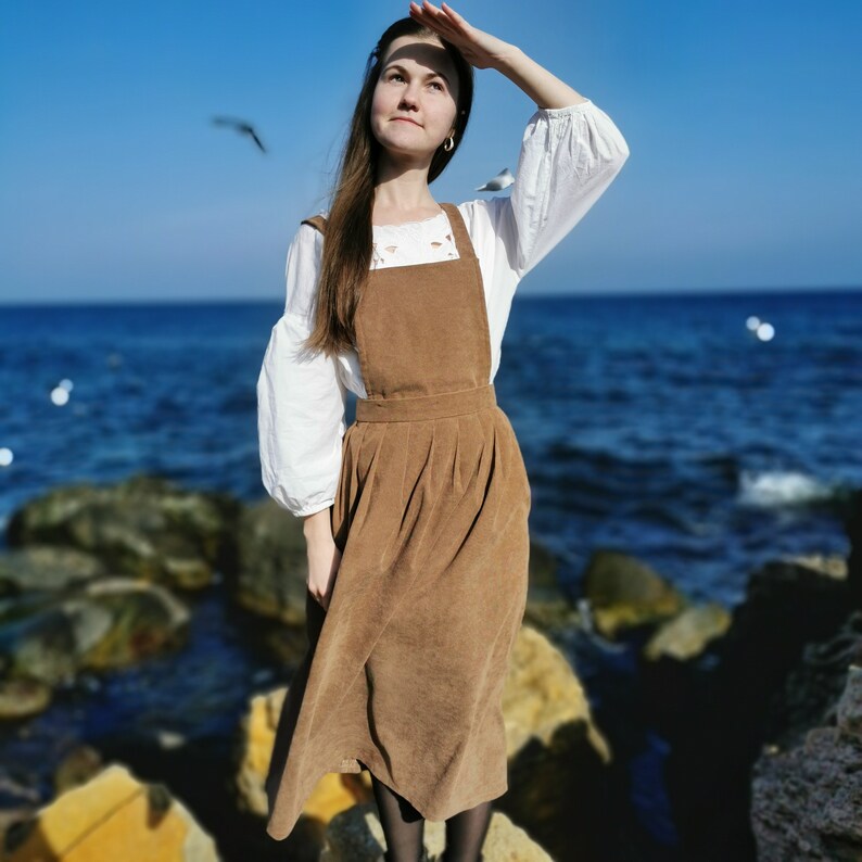 Cottagecore Overall Dress Women Corduroy Pinafore Dresses - Etsy