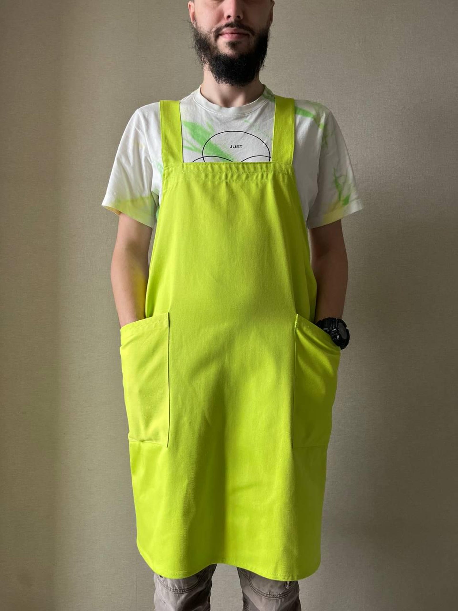 Denim Cotton Cross Back Apron XS-5XL Plus Size, Dense Wrap Smock ...