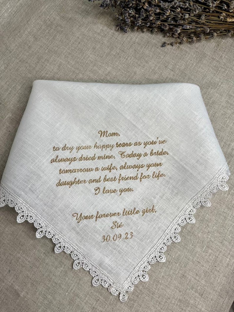 Wedding Embroidered Linen Handkerchief Custom Lace - Etsy