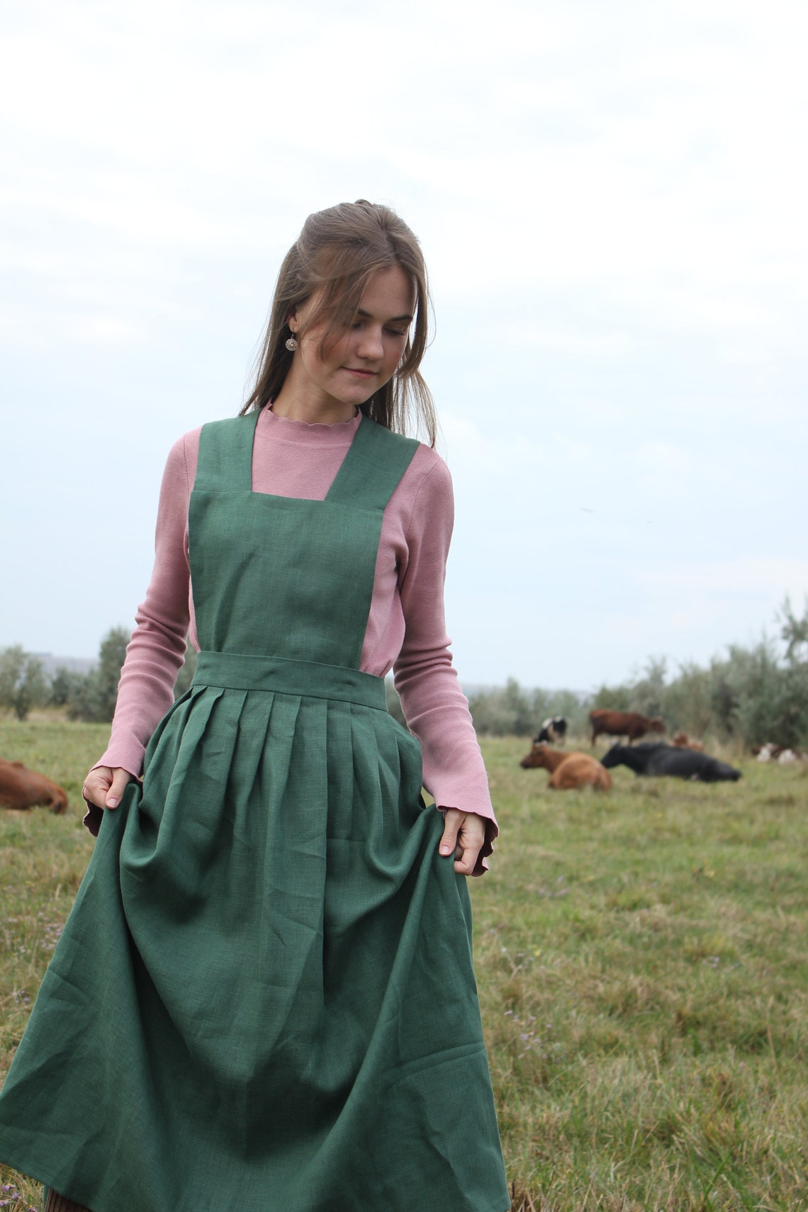 Cottagecore Linen Apron Dress Half Apron Skirt Plus Size for - Etsy