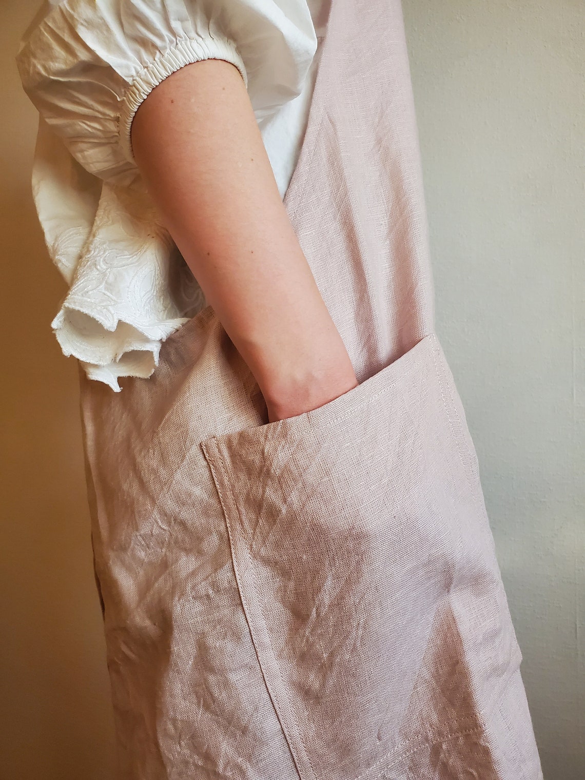 Linen Japanese Apron XXS-5XL Plus Size Cross Back Apron With | Etsy