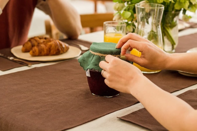Cottagecore Linen Jam Jar Lid Covers Kitchen Food Storage | Etsy