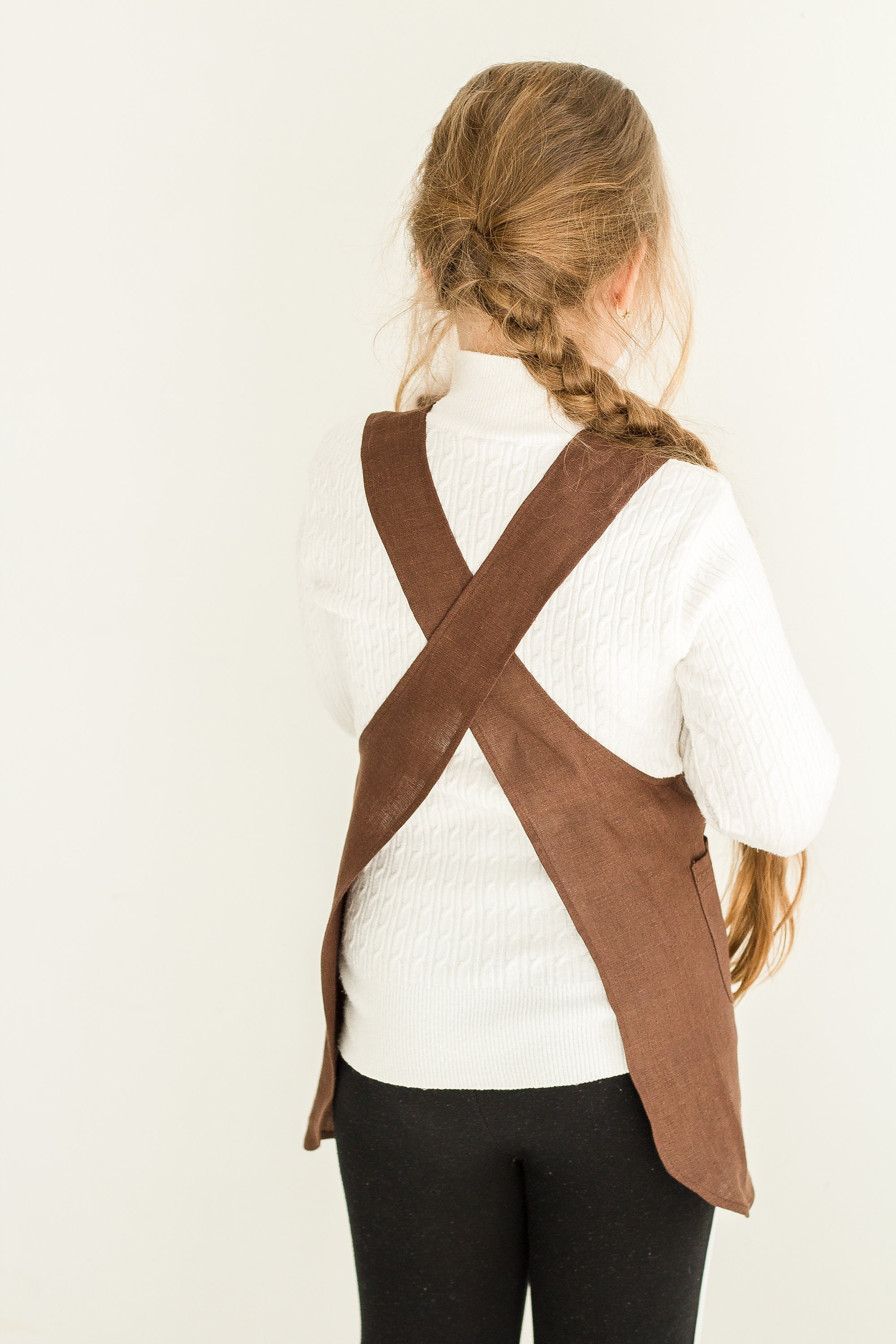 Kids Linen Cross Back Apron With Pockets for Boys and Girls ...