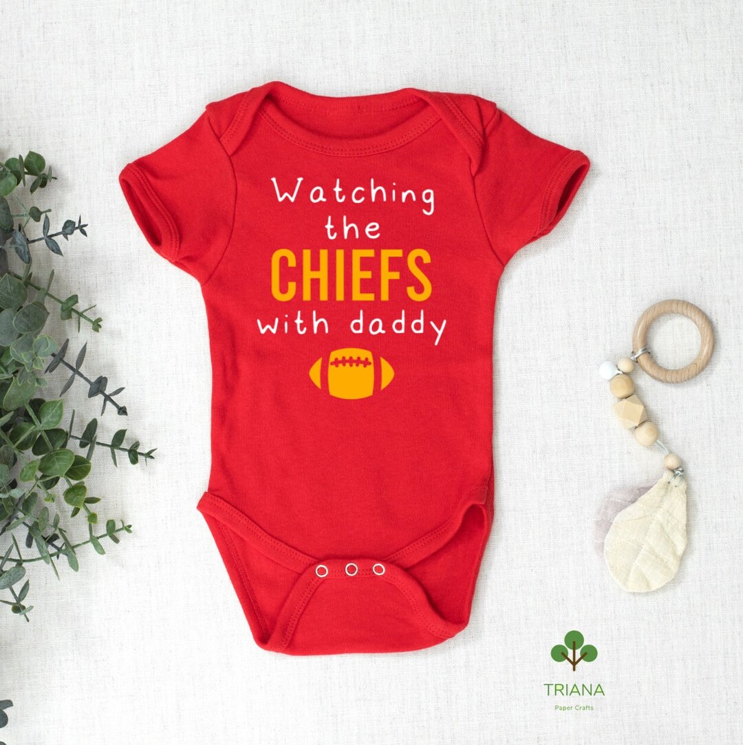 Watching the With Game Daddy Red Unisex Football Game Day Onesie ...