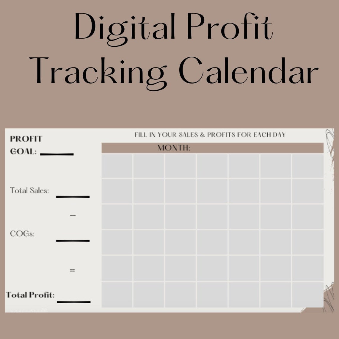 Monthly Profit Tracker Digital Sales Tracker Printable - Etsy