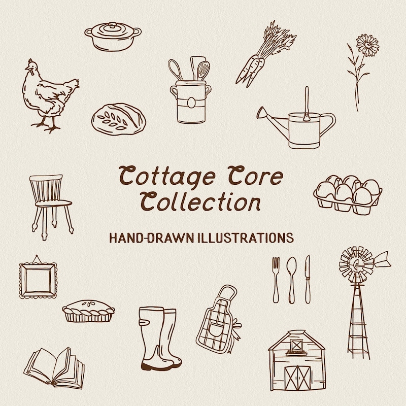 Hand Drawn Cottage Core - Etsy