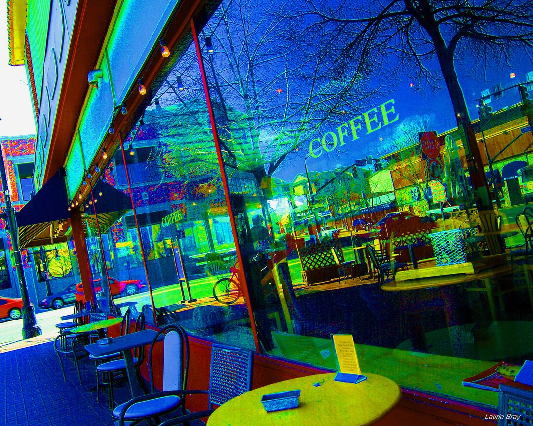 Blue Coffee, Coffee Shop, City Scape, Blue Window, Exterior Coffee Shop ...