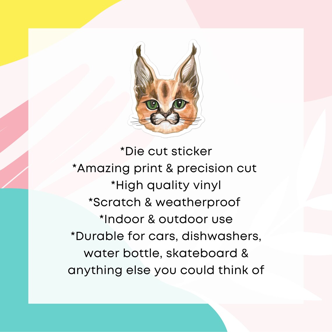 Caracal Sticker Caracal Cat Sticker for Caracal Pet Owners and Caracal ...