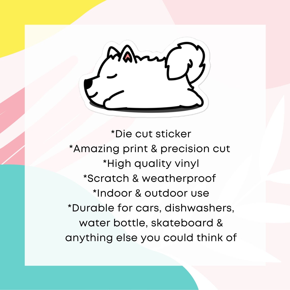 Japanese Spitz Sticker Sleepy Spitz Dog Sticker Cute Spitz Puppy ...