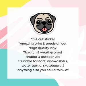 Pug Sticker Gift for Pug Lovers Kawaii Pug Dog Sticker for Pug Owners ...