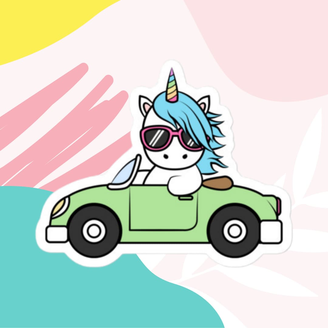 Unicorn Sticker Driving Unicorn Sticker Unicorn in a Car Sticker ...