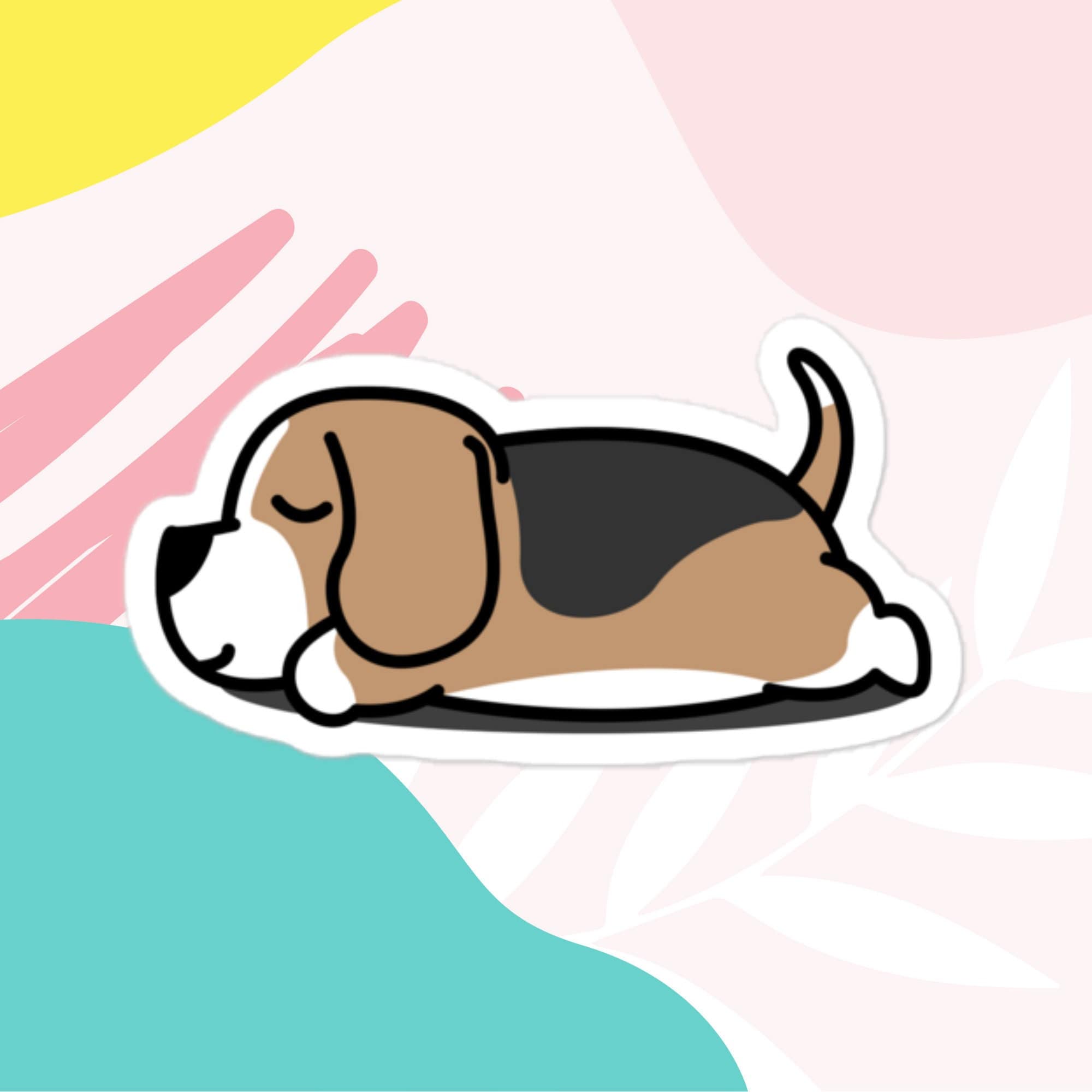 Beagle Sticker Sleepy Beagle Puppy Sticker Cute Beagle Dog - Etsy
