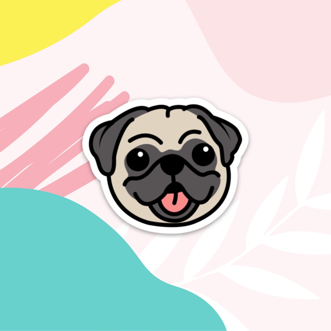 Pug Sticker Gift for Pug Lovers Kawaii Pug Dog Sticker for Pug Owners ...