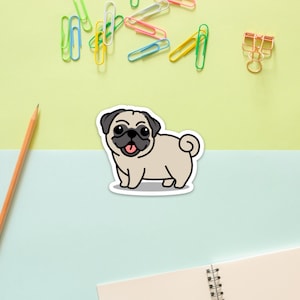 Pug Sticker Cute Pug Dog Vinyl Sticker Pug Puppy Sticker Kawaii Theme ...