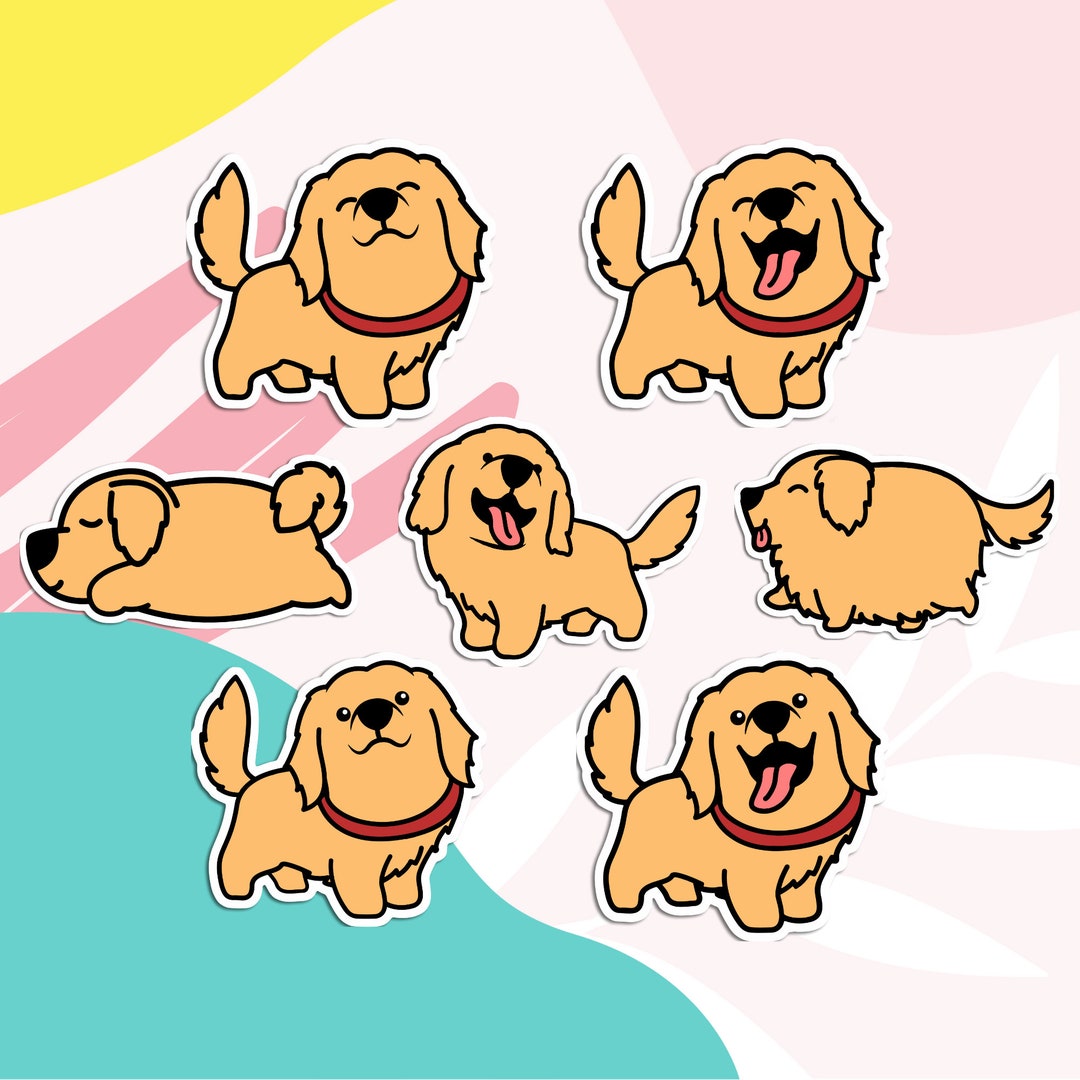 Golden Retriever Sticker Pack Cute Golden Retriever Dog Sticker Pack ...
