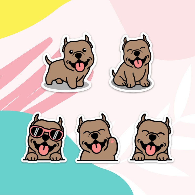 Pitbull Stickers Pitbull Sticker Pack Brown Pitbull Sticker - Etsy