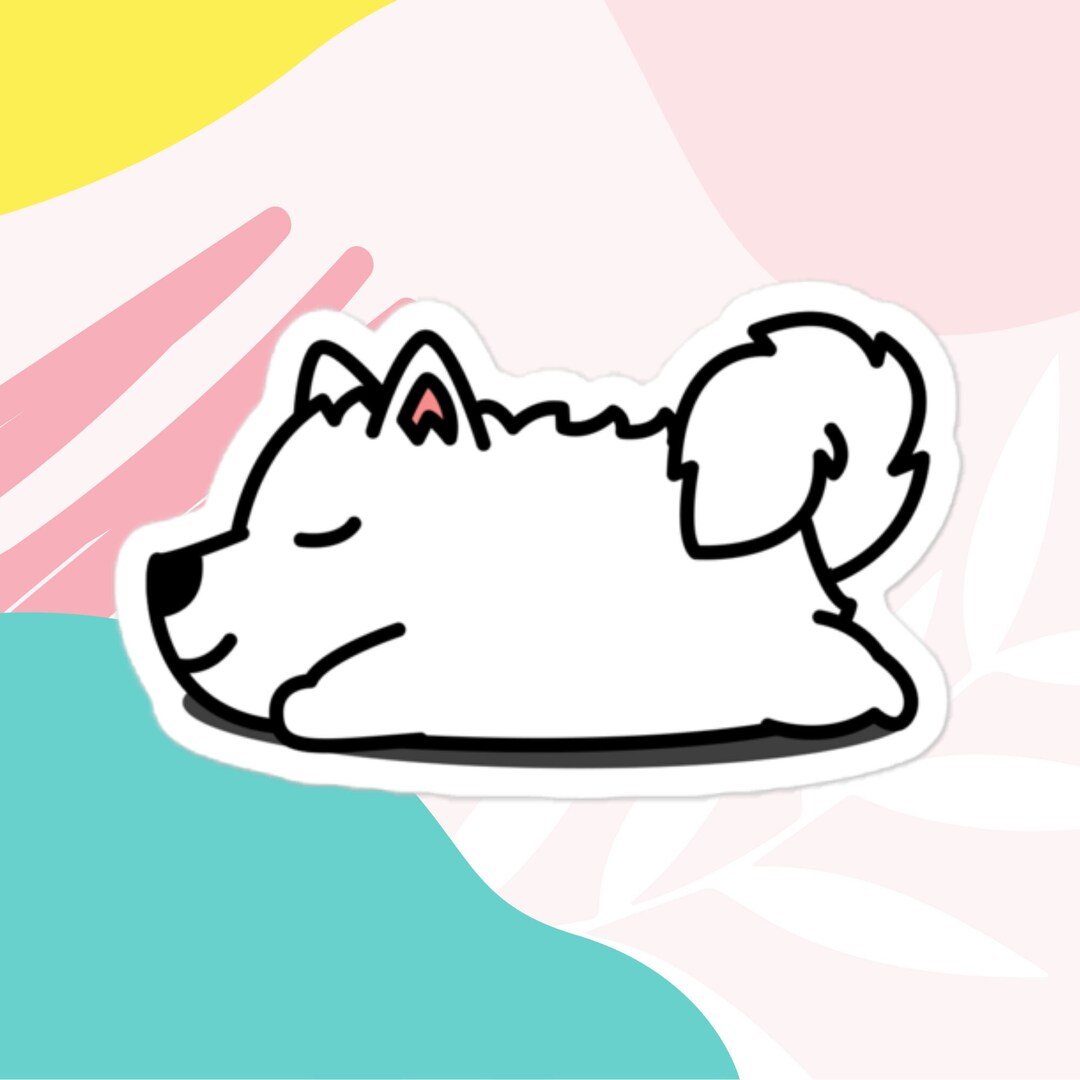 Japanese Spitz Sticker Sleepy Spitz Dog Sticker Cute Spitz Puppy ...